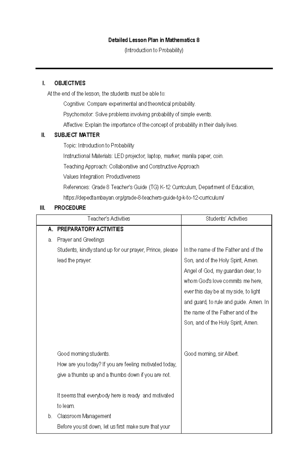 Paskil Detailed-Lesson-Plan Introduction-to-Probability - Detailed ...