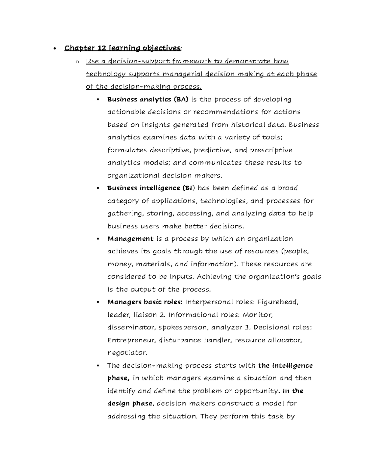 COMM226 CH12 - • Chapter 12 learning objectives: o Use a decision ...