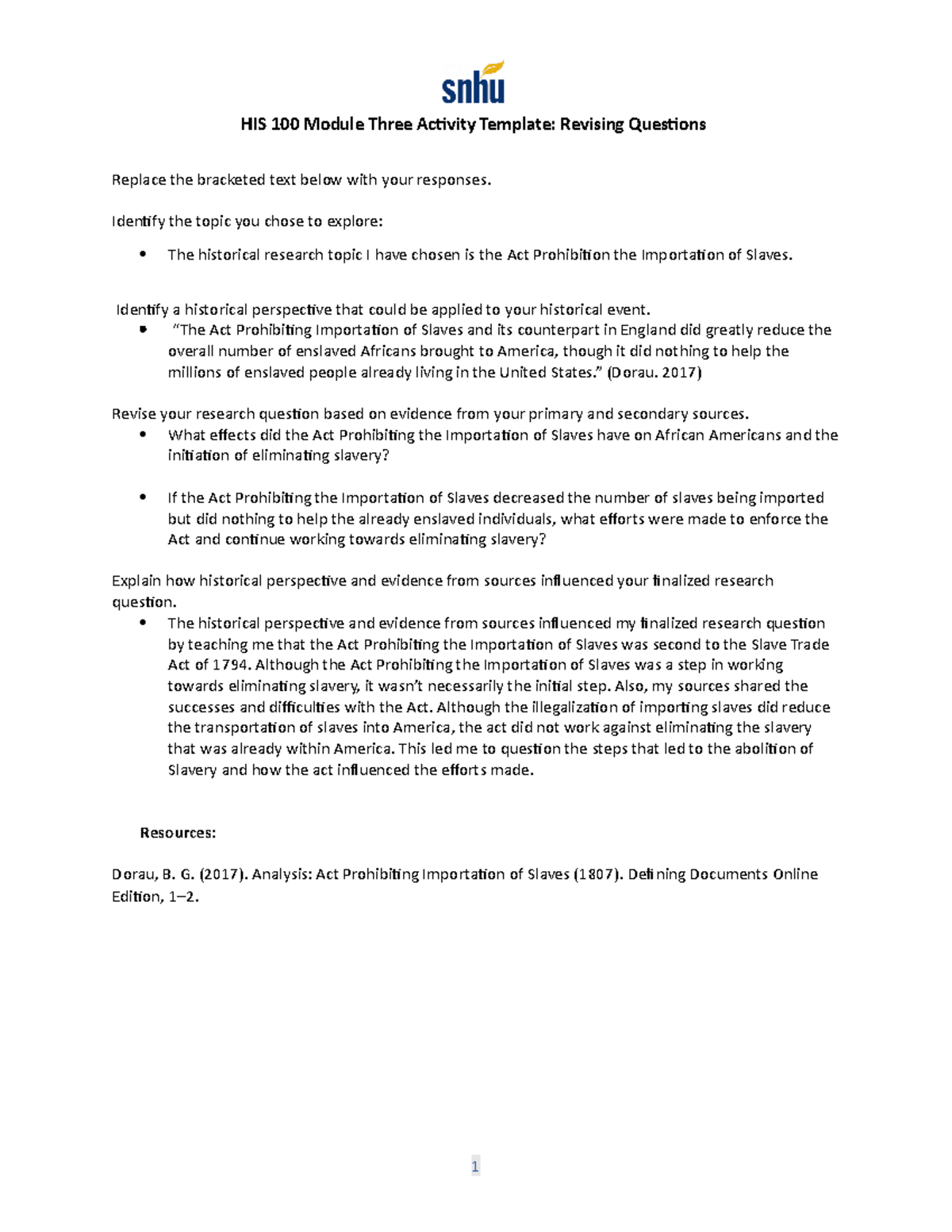 3-2 HIS 100 Module Three Activity Revising Questions Template - HIS 100 ...