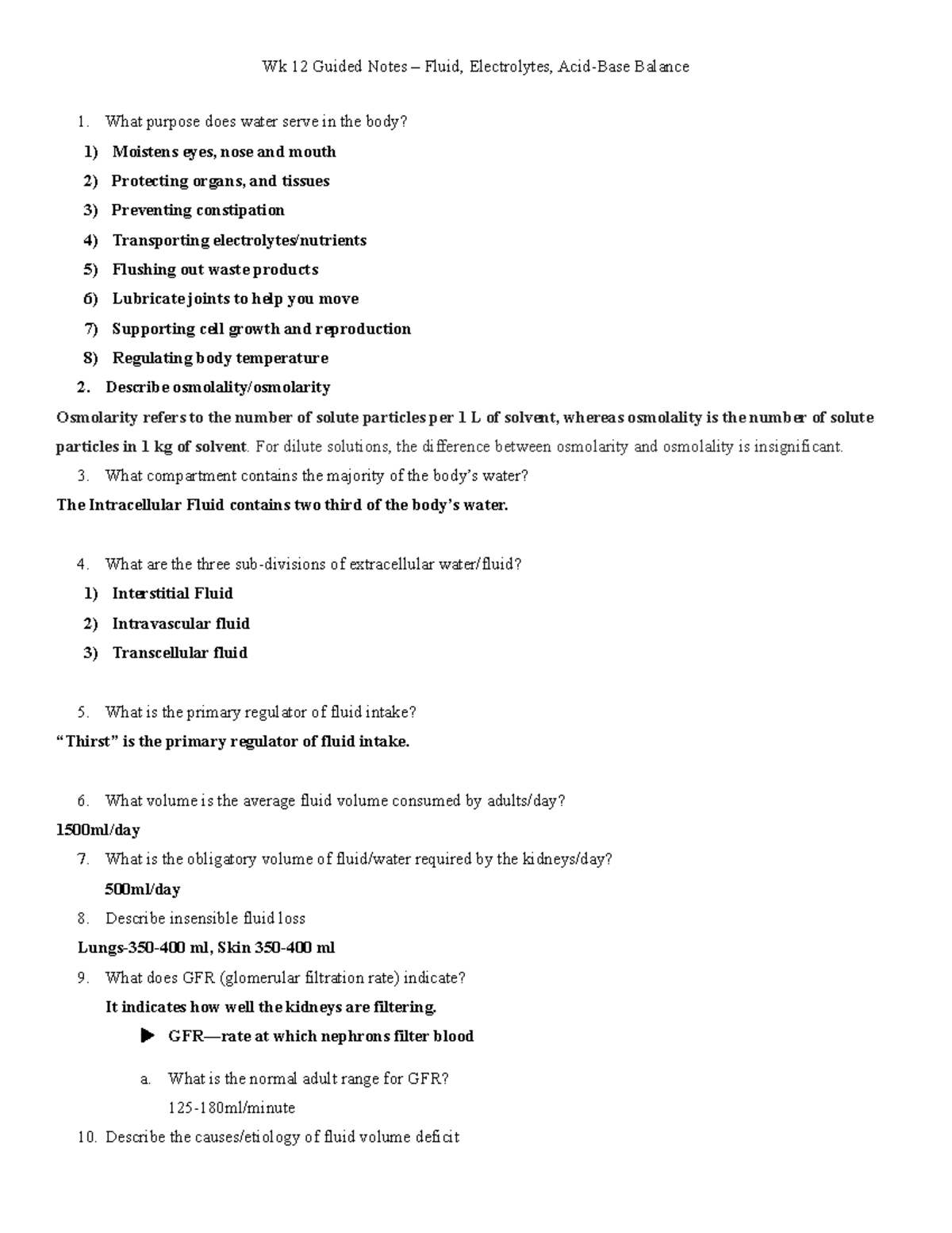 Guided Notes Fluid, Electrolytes, Acid-Base Balance - Wk 12 Guided ...