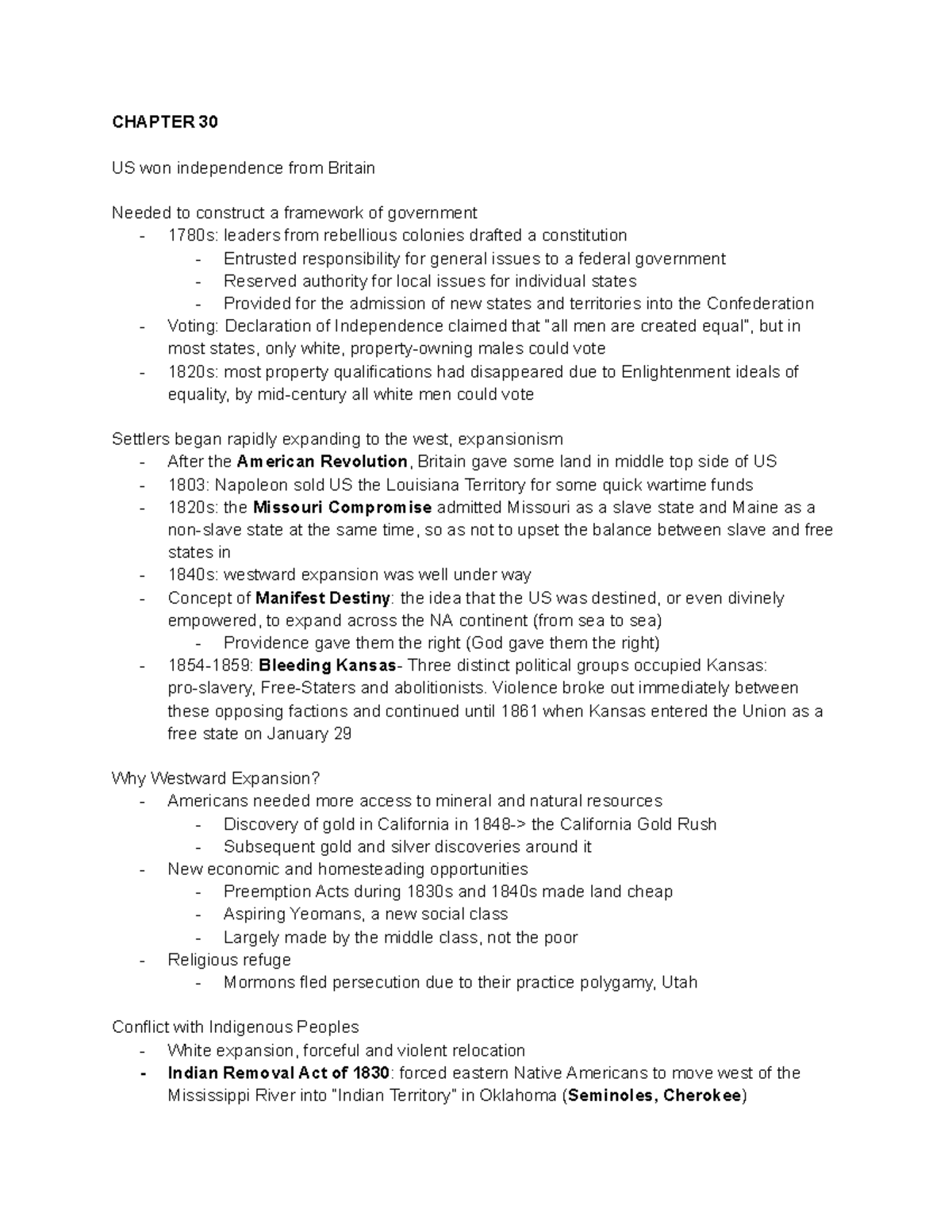 AP World History Notes 2 - CHAPTER 30 US won independence from Britain ...