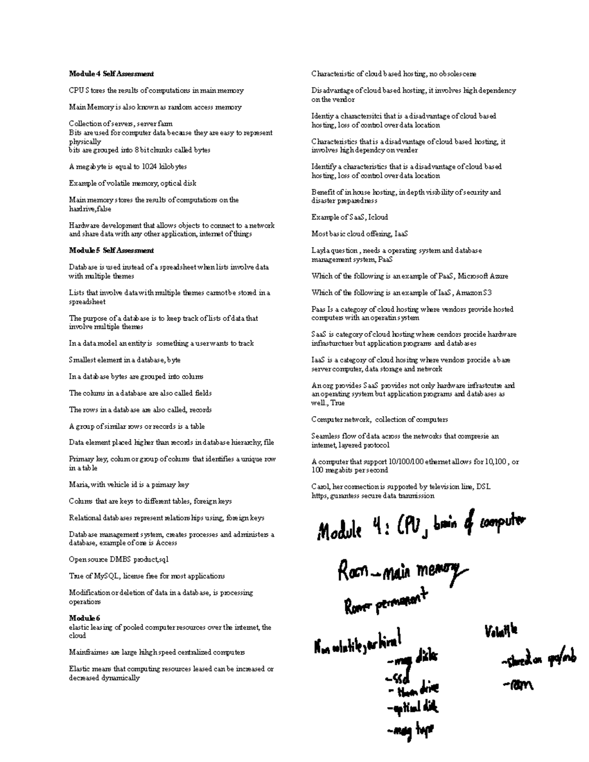 Mis test 2 final - Test 2 notes annie tian - Module 4 Self Assessment ...