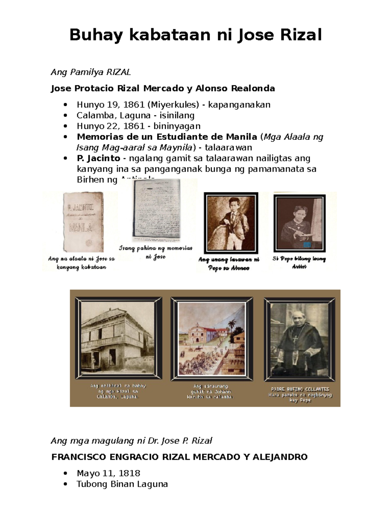 Buhay kabataan ni Jose Rizal - Jacinto - ngalang gamit sa talaarawan ...