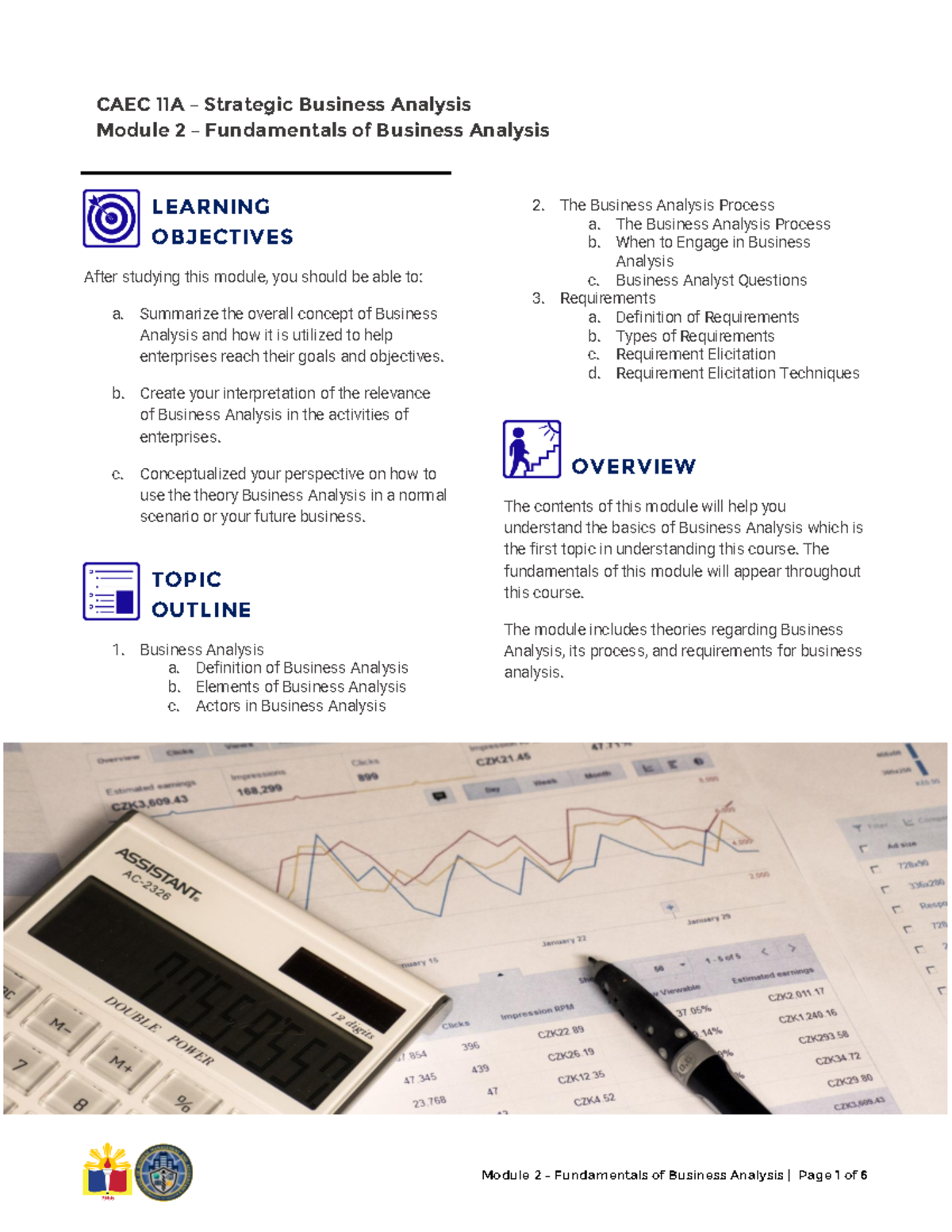 Module 2 -Fundamentals of Business Analysis - LEARNING OBJECTIVES After ...