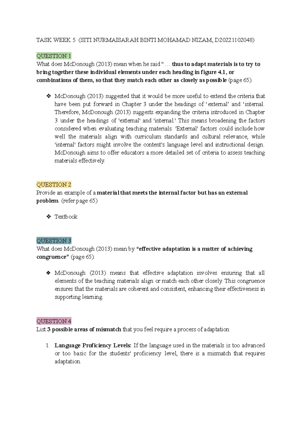 BIP 3113 TASK WEEK 5 - TASK WEEK 5 (SITI NURMAISARAH BINTI MOHAMAD NIZAM, D20221102048) QUESTION ...