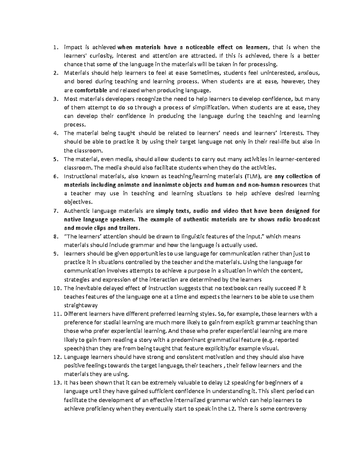 16 principle od materials development - impact is achieved when ...