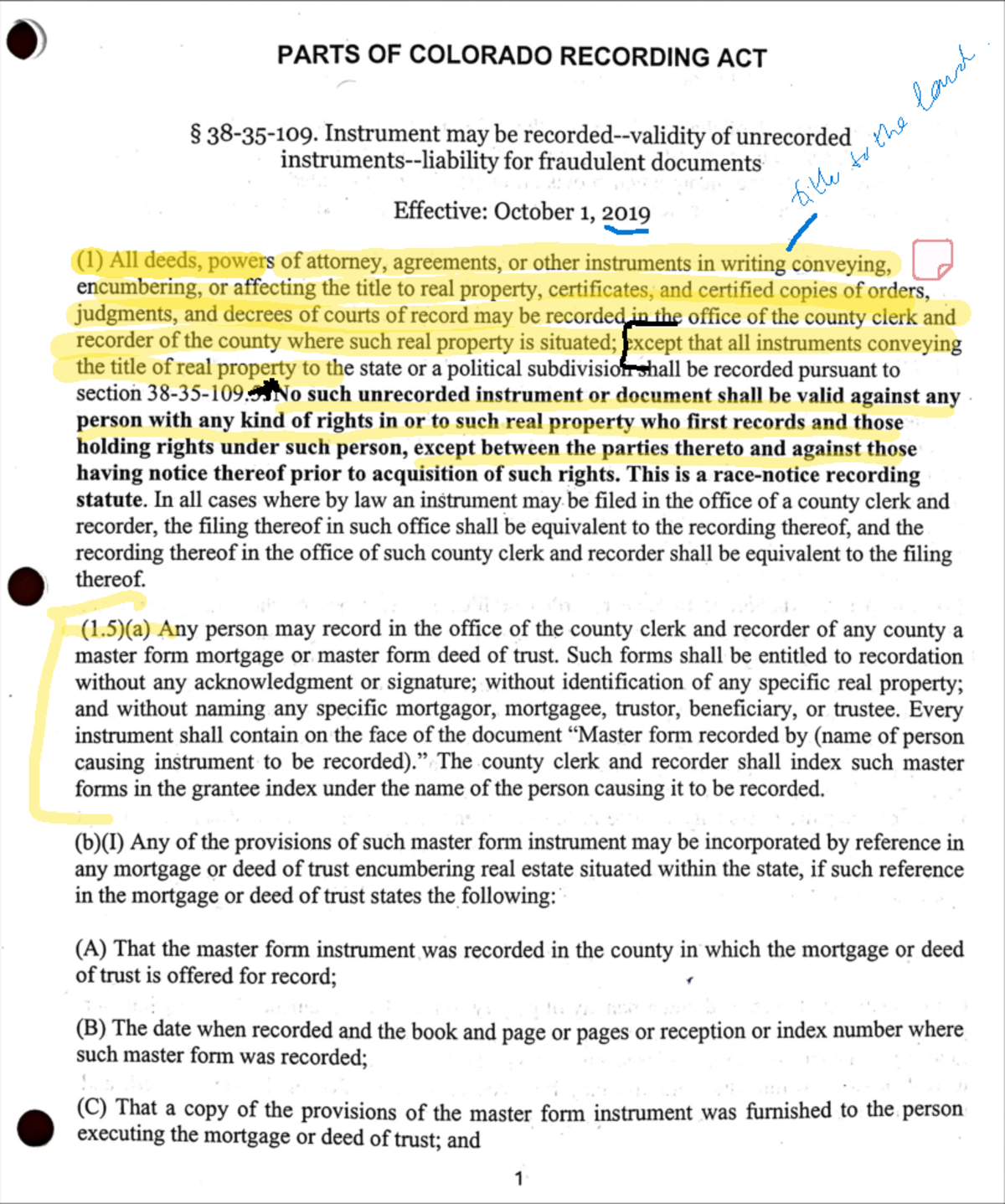 CO Recording Act - LAWS 4490 - Studocu