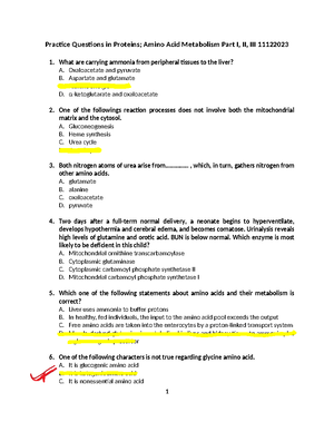 Practice Questions in Protein Metabolism & Chemistry of Lipids ...