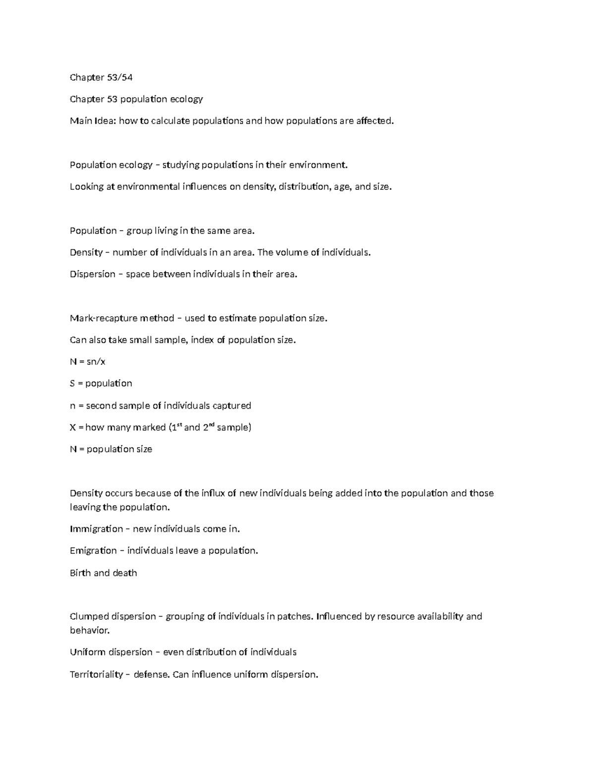 Chapter 53 & 54 Population Ecology - Chapter 53/ Chapter 53 population ...