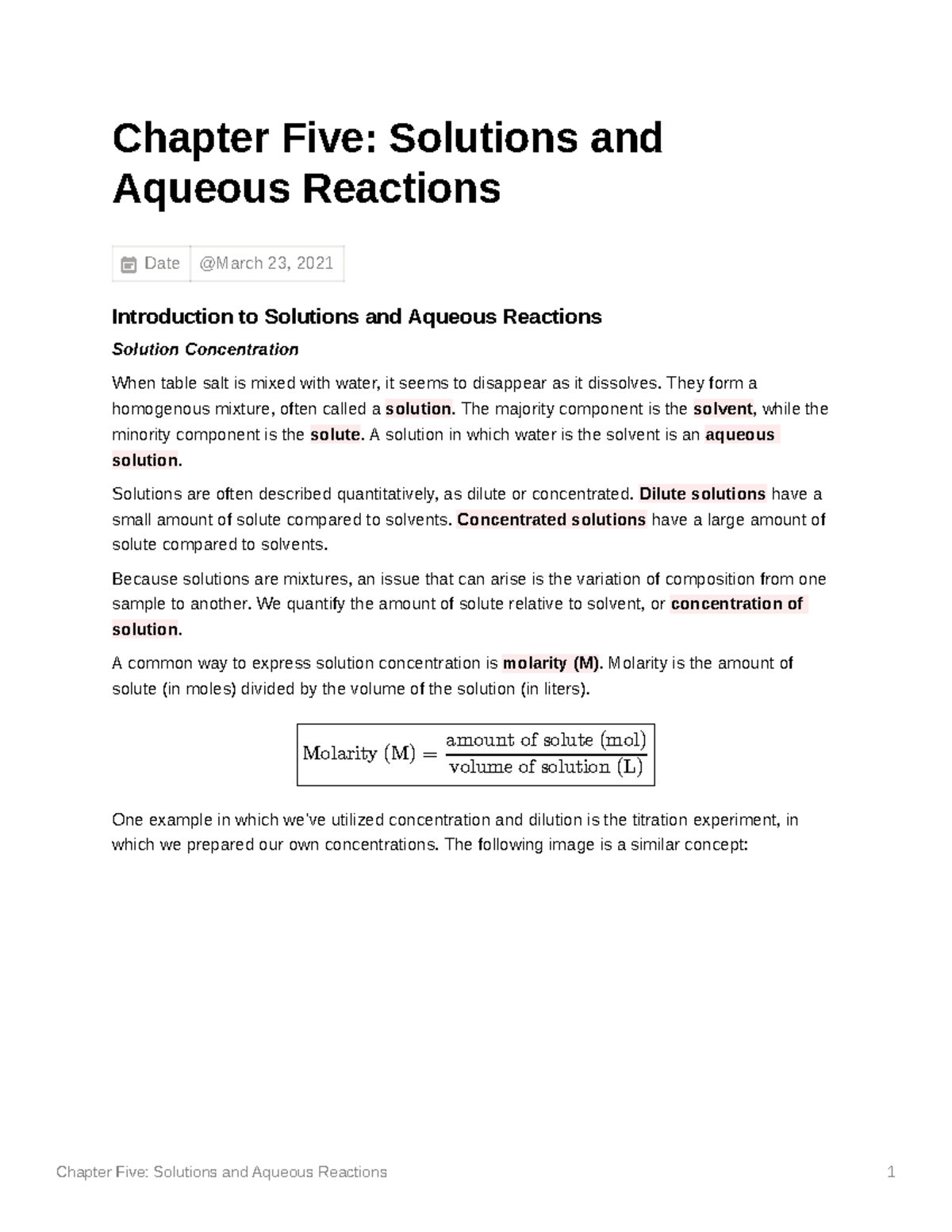 Chapter Five: Solutions and Aqueous Reactions - Chapter Five: Solutions ...