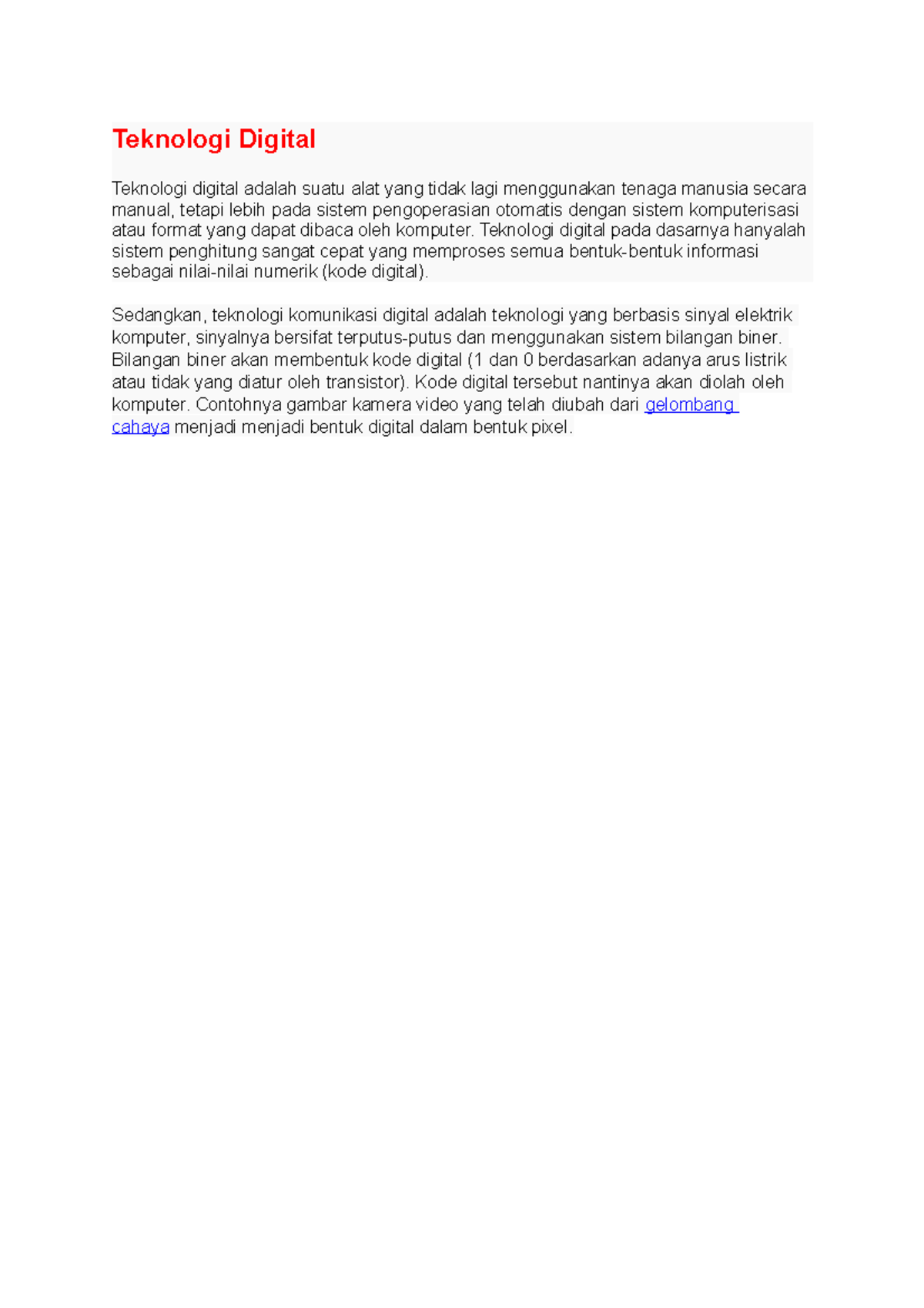 Teknologi Digital - Pengertian - Teknologi Digital Teknologi digital ...