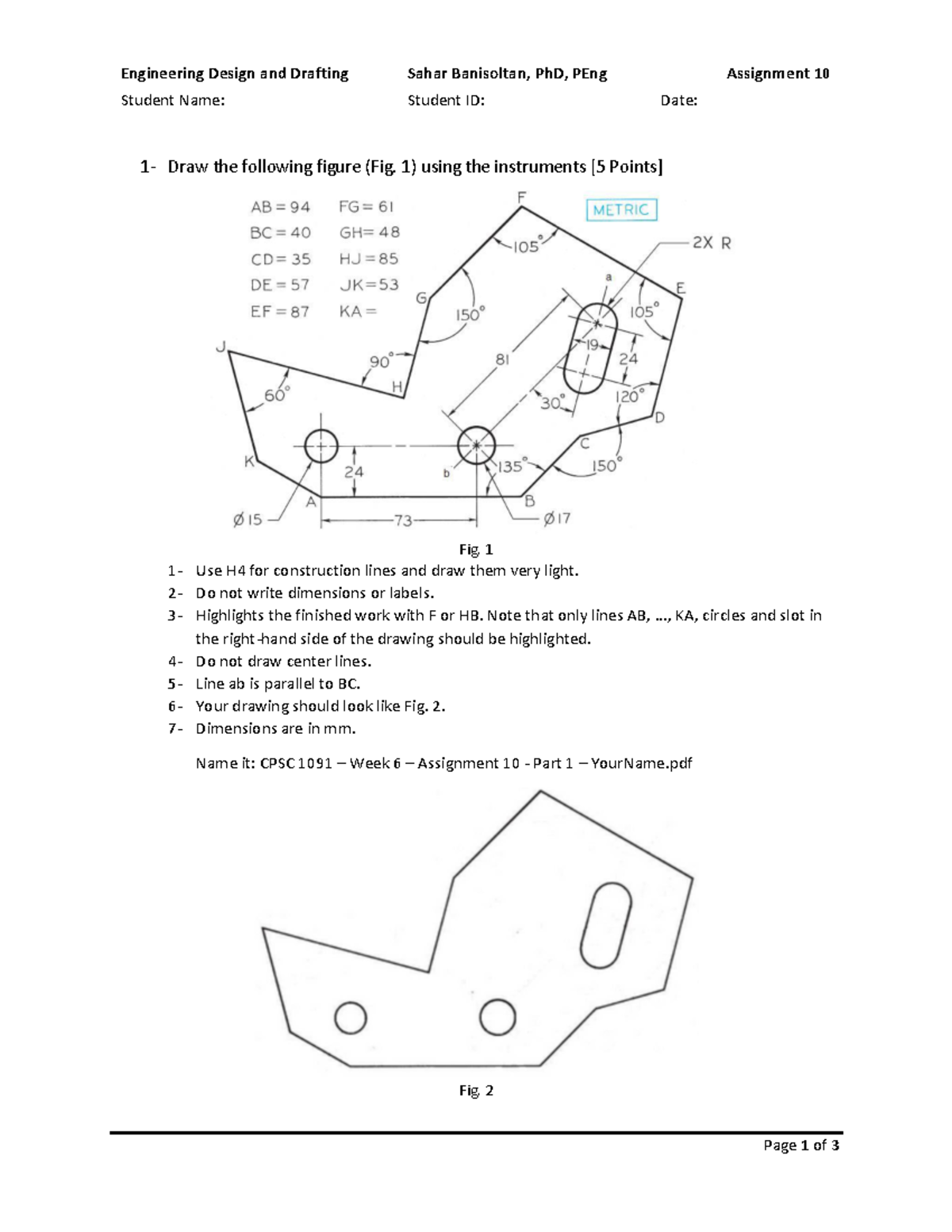 CPSC 1091 - Week 6 - Assignment 10 - Sketching - Engineering Design and ...