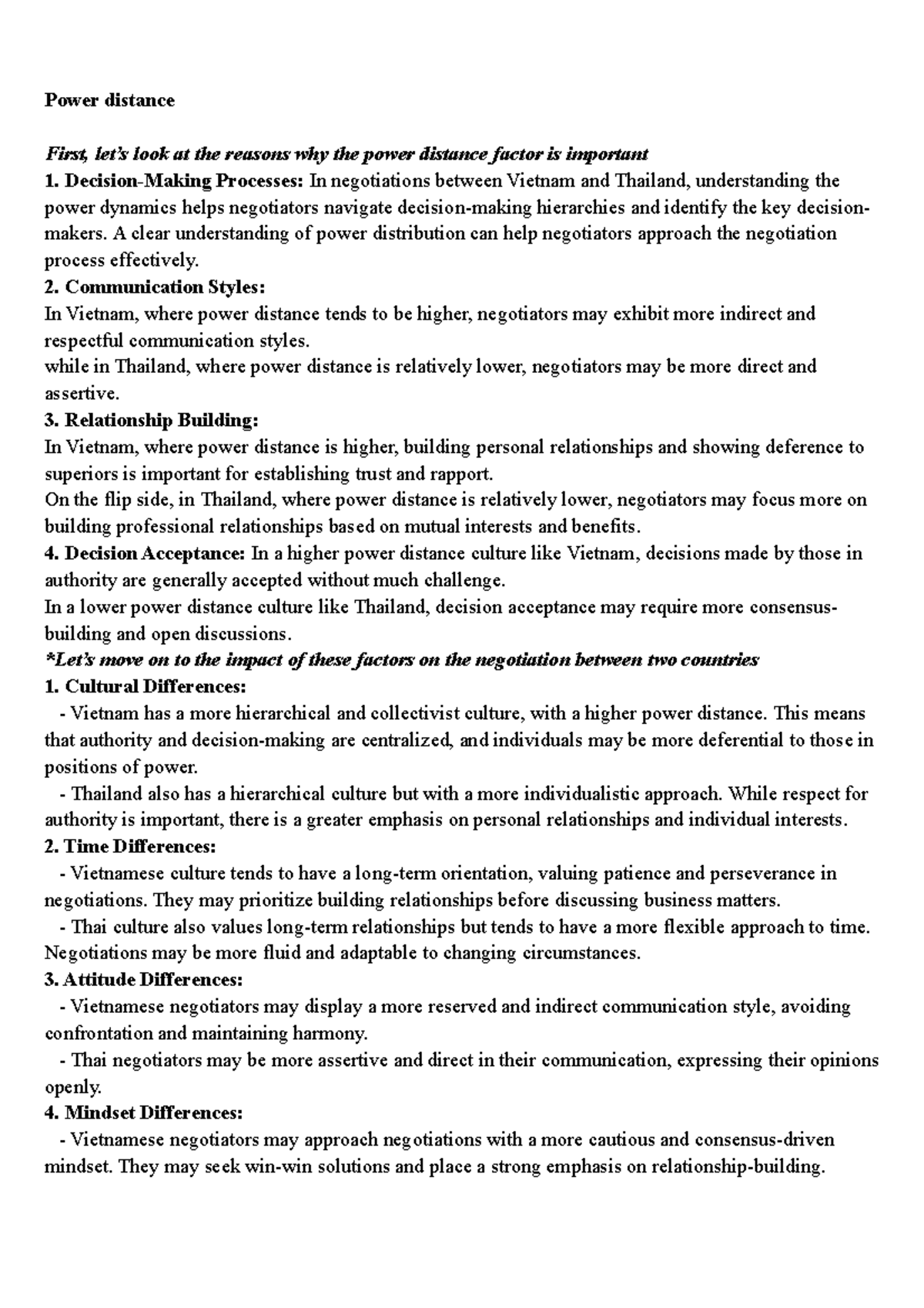 Power distance - hahaa - Power distance First, let’s look at the ...