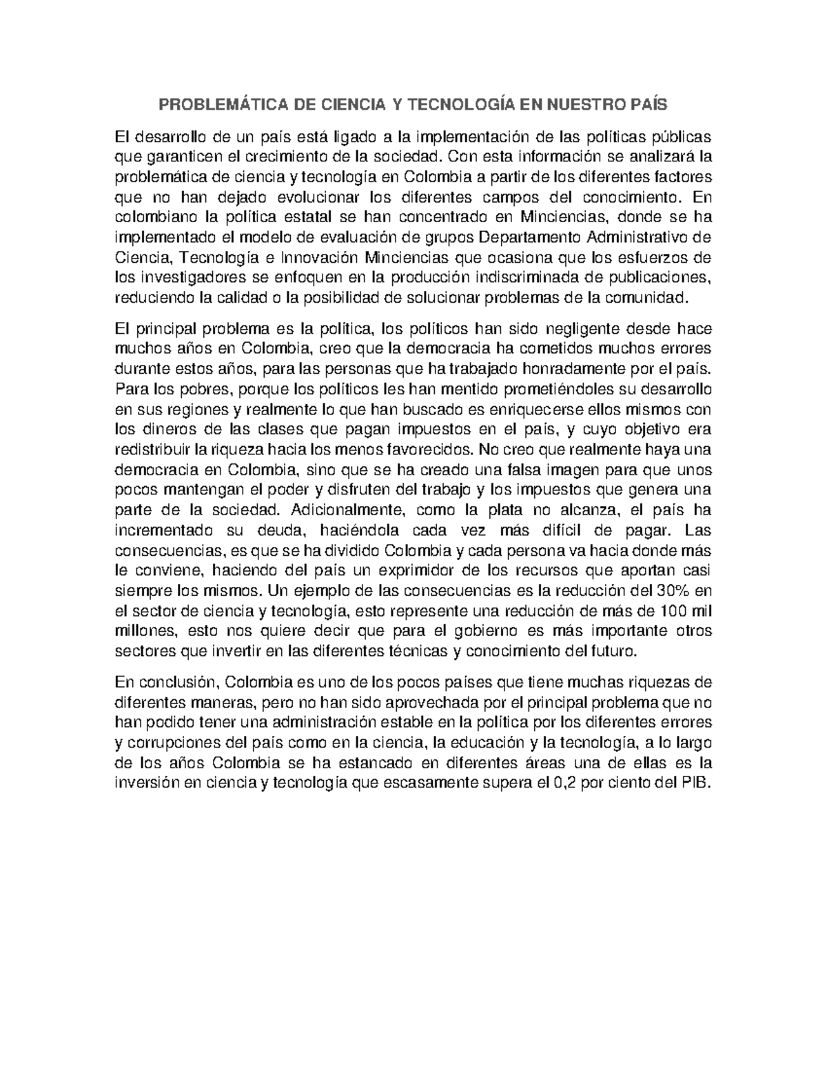 Ensayo de seminario - investigacion - PROBLEMÁTICA DE CIENCIA Y ...