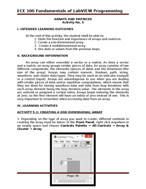 Activity 1-Getting Familiar with Lab VIEW - GETTING FAMILIAR WITH LABVIEW Activity No. 1 I ...