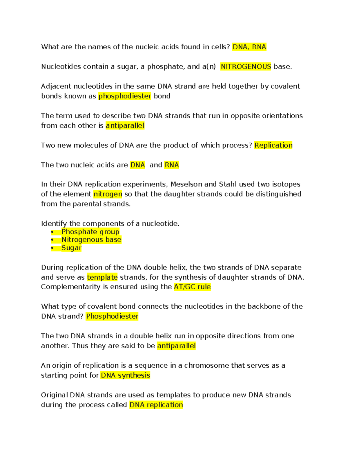 Chapter 11. Nucleic Acid Structure- DNA Replication- & Chromosome Structure (SB) - What are the ...