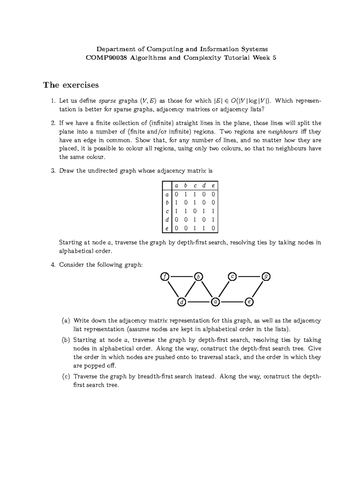 Tute-05 - TUT w/ Answeres - Department of Computing and Information Systems COMP90038 Algorithms ...