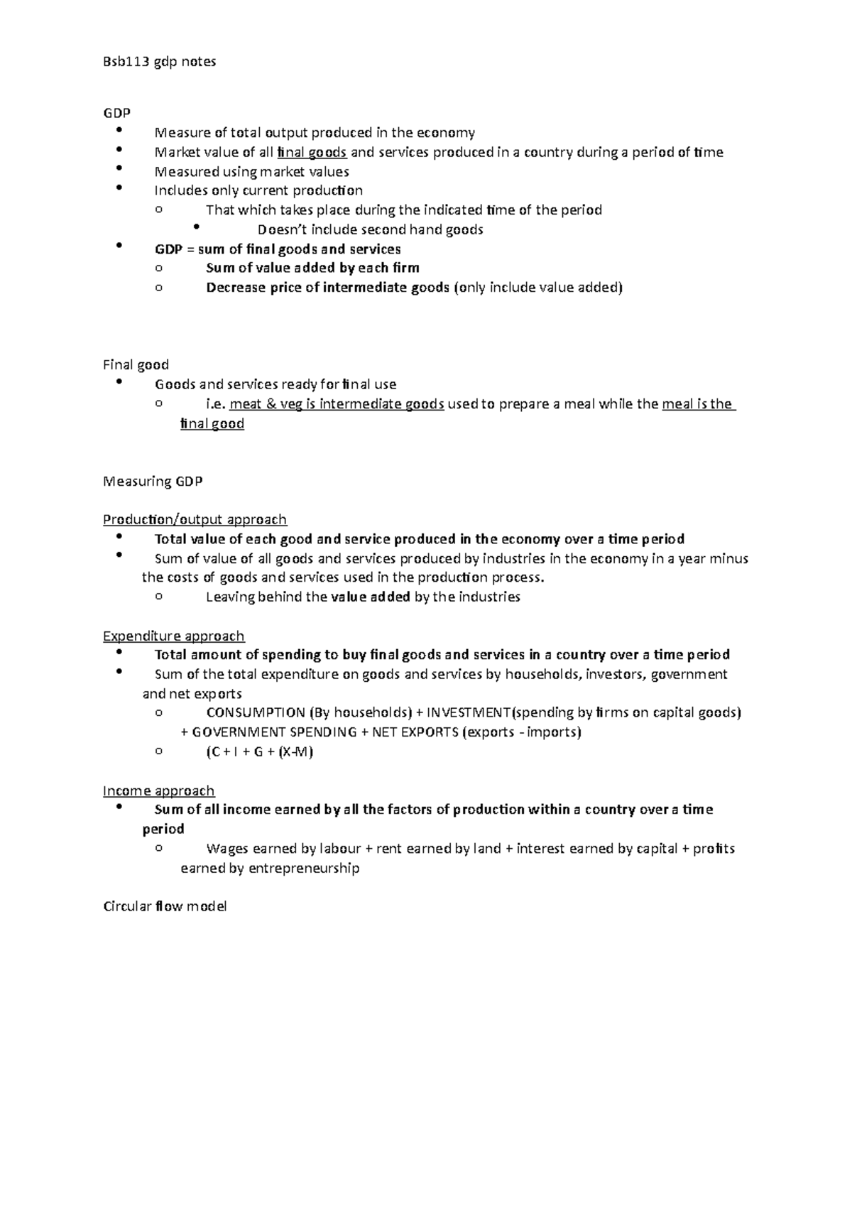 GDP - gdp - GDP Measure of total output produced in the economy Market ...