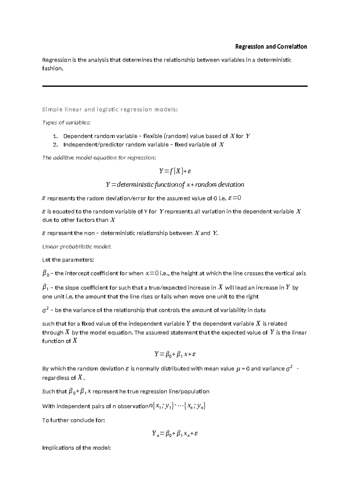 Regression And Correlation Regression And Correlation Regression Is The Analysis That 2232