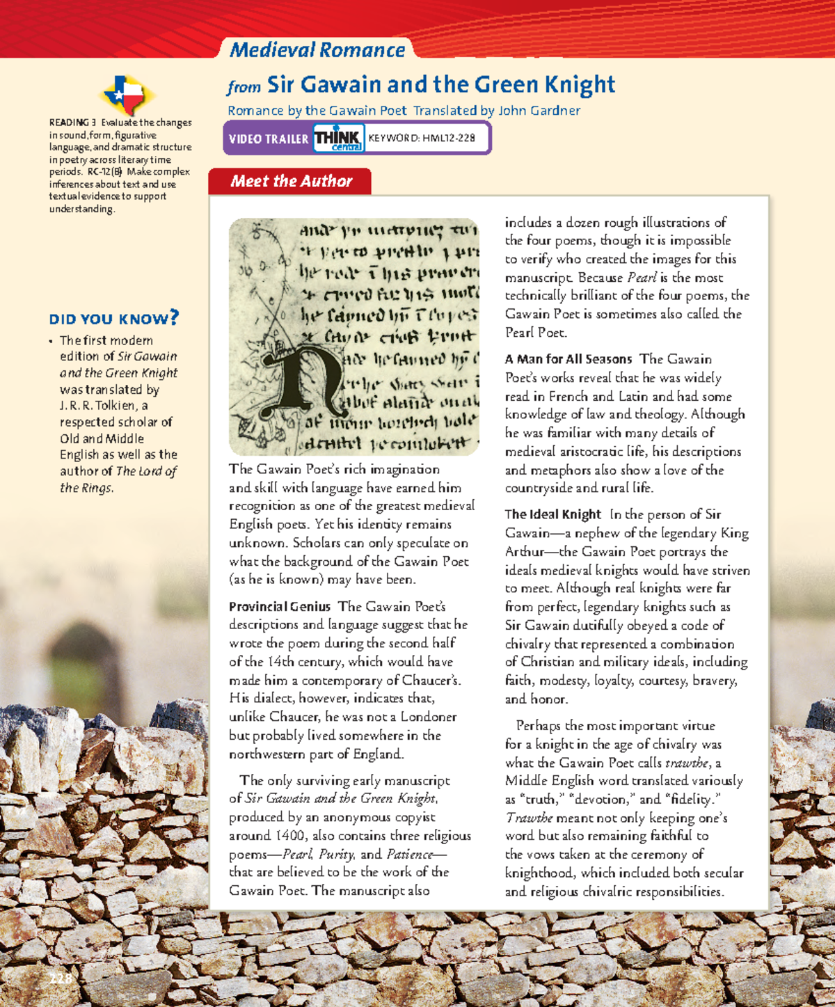 Sir gawain and the Green Knight text - did you know? ß The first modern ...