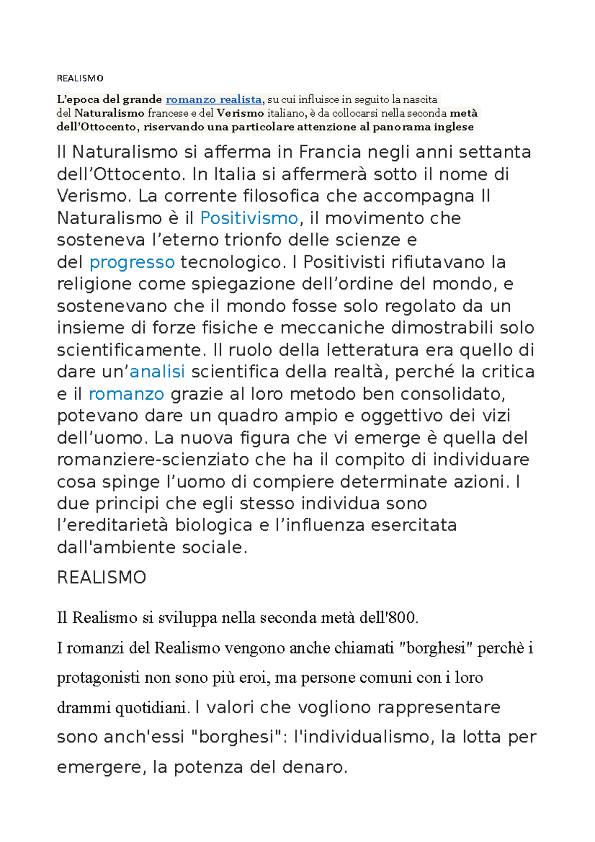 Estetismo - riassunto breve movimento esteta - REALISMO L’epoca del ...
