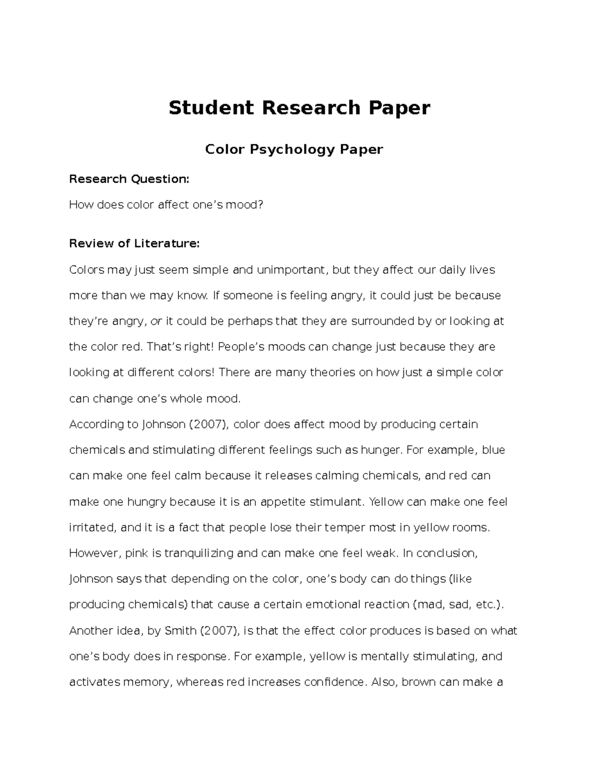 Je research - fio[r future use - Student Research Paper Color ...