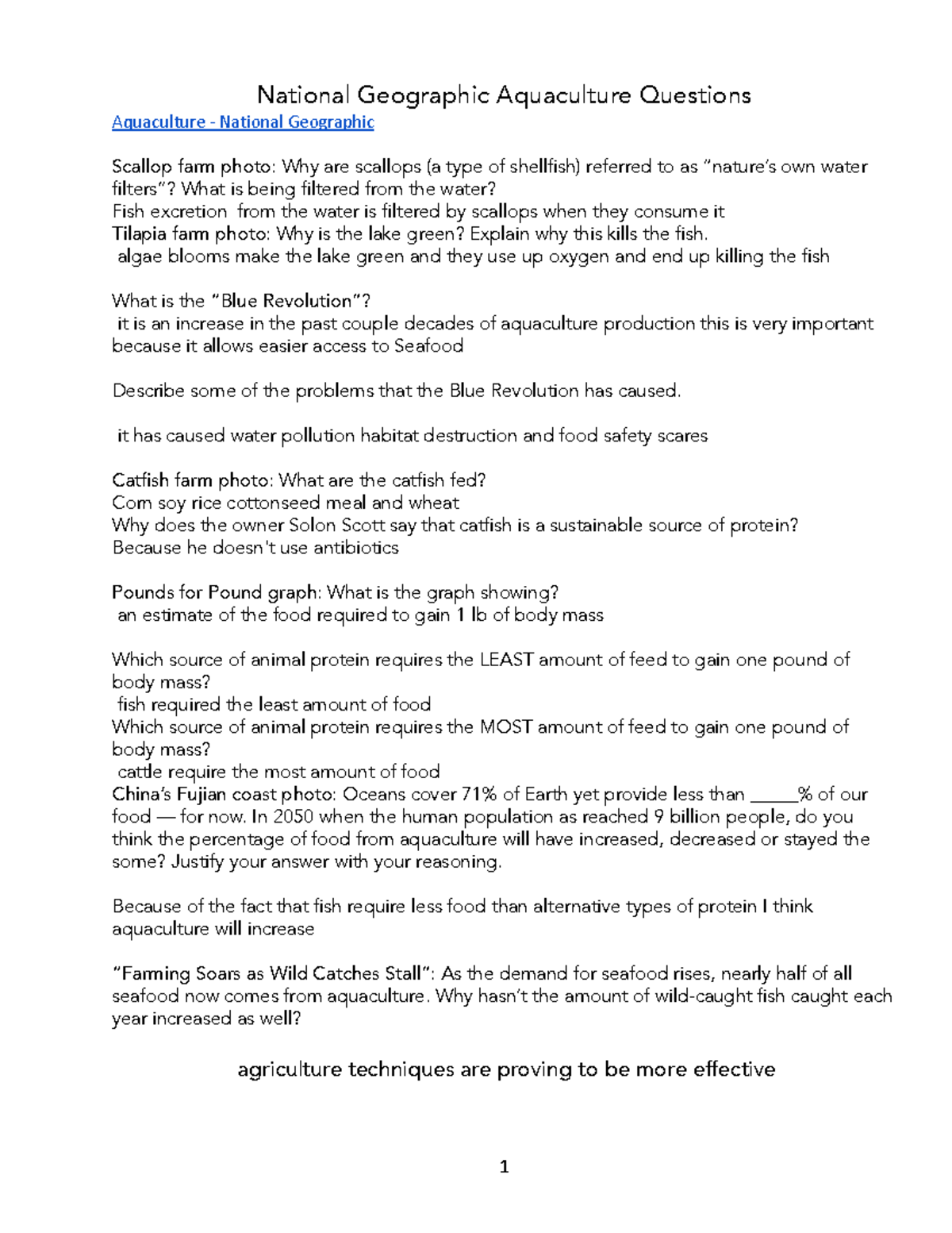 Copy of Feeding 9 Billion Aquaculture Questions - National Geographic ...