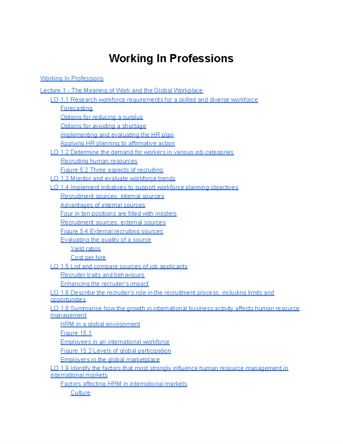 Working In Professions Lecture Notes - Working In Professions Working ...