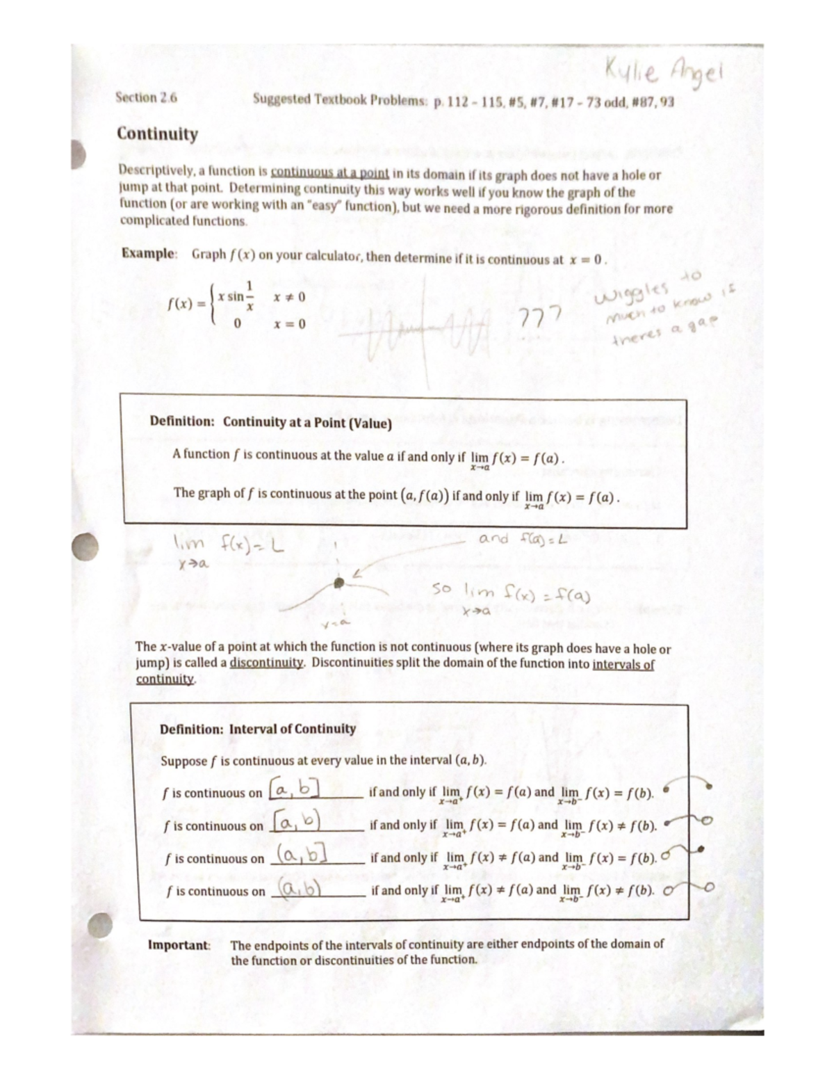 Section 2.6 Continuity - MATH 203 - Studocu