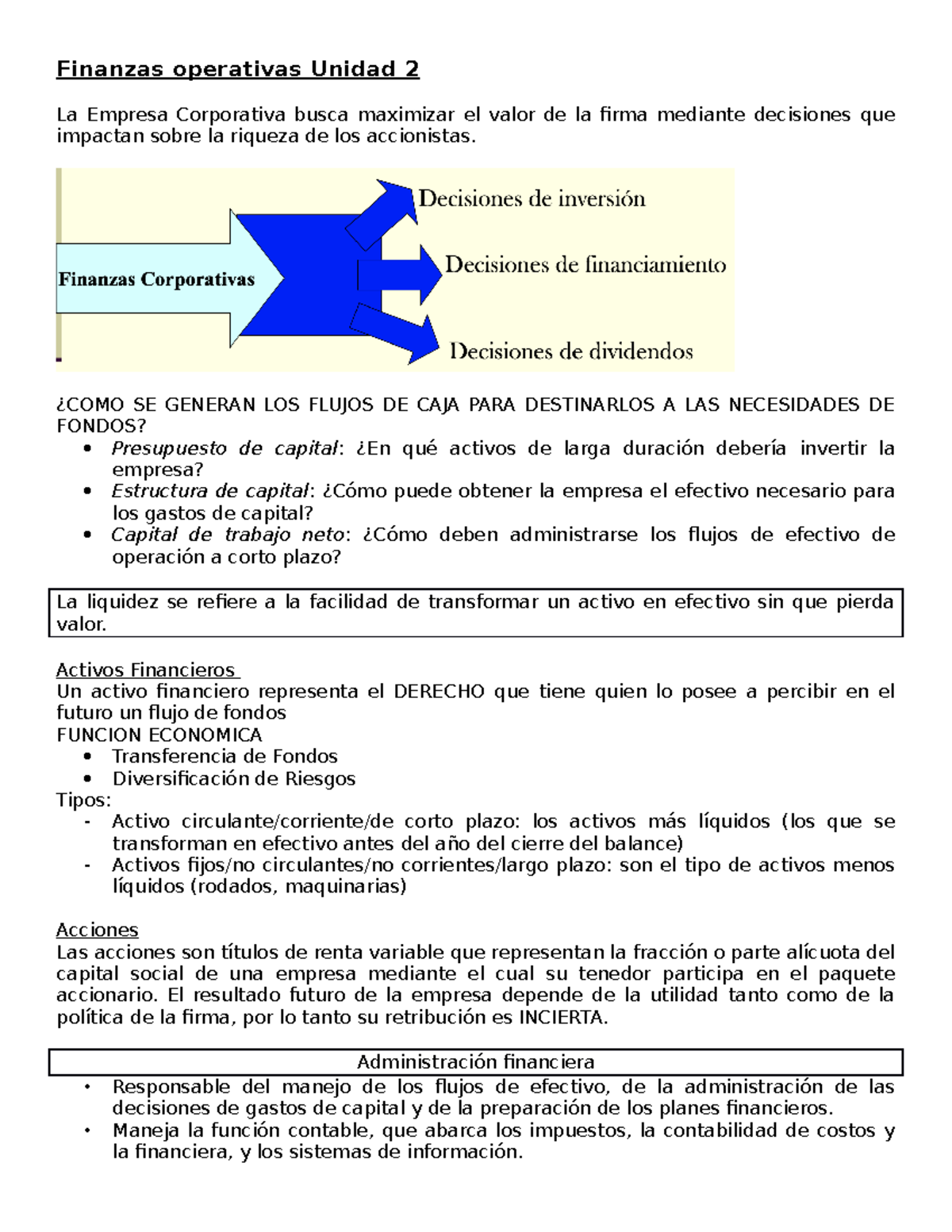 Finanzas operativas Unidad 2 - ¿COMO SE GENERAN LOS FLUJOS DE CAJA PARA ...