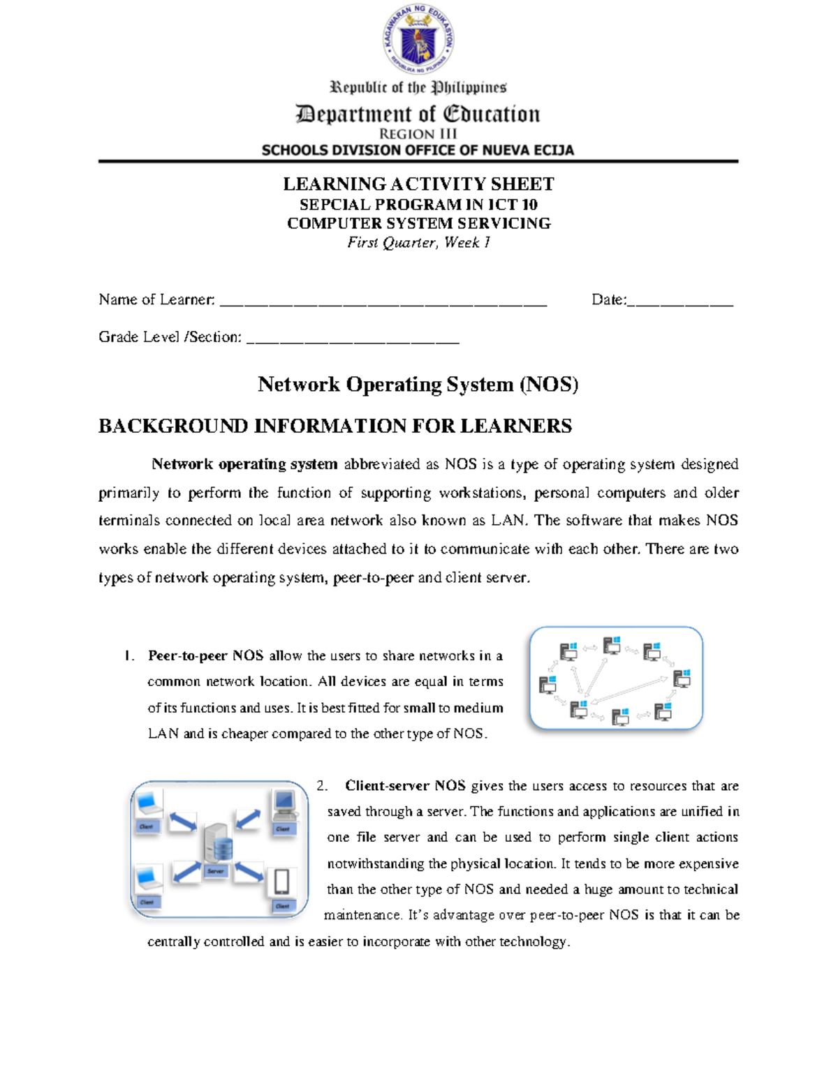 LAS 10 CSS WEEK 5 - LAS 10 CSS WEEK 5 - LEARNING ACTIVITY SHEET SEPCIAL ...