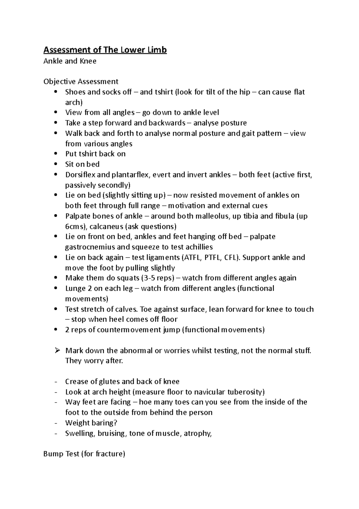 Assessment of The Lower Limb - Support ankle and move the foot by ...