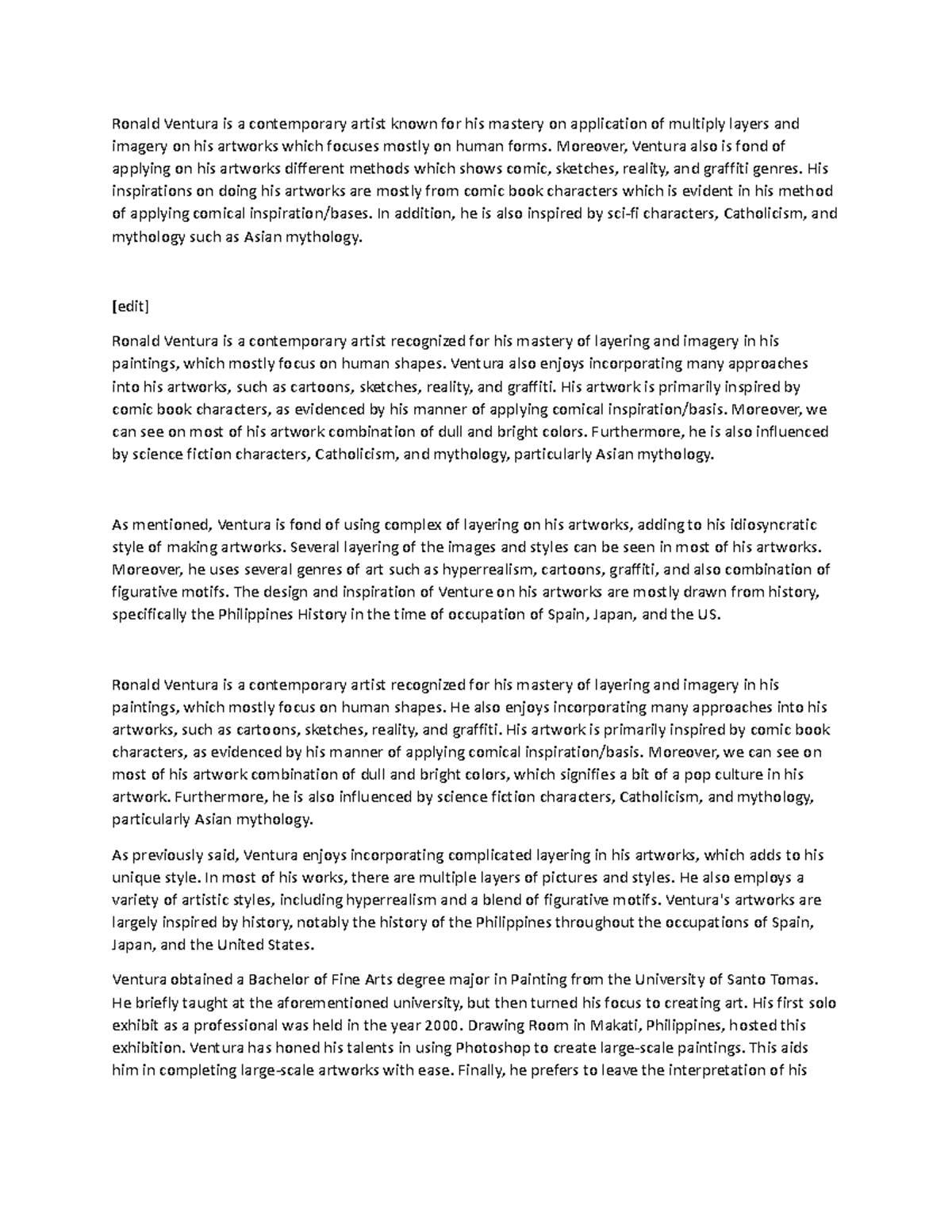 Ronald Ventura is a contemporary artist known for his mastery on ...