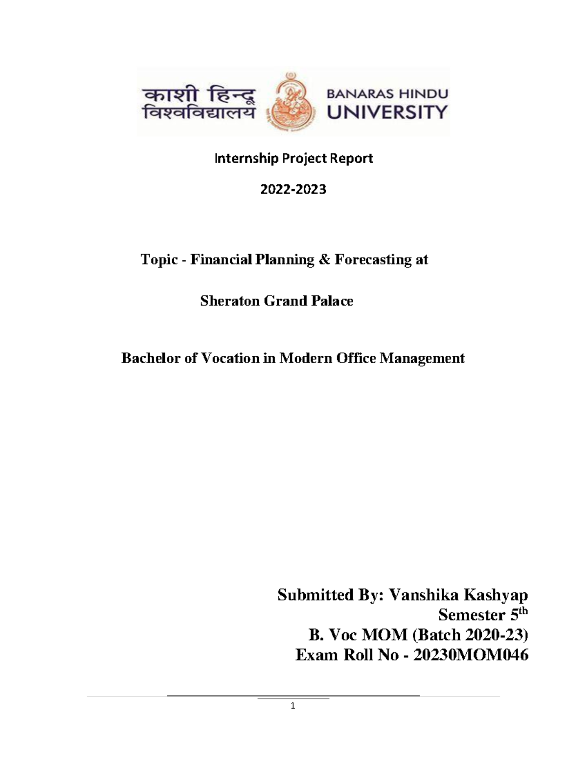 Kashyap vanshika internship report-1 - Internship Project Report 2022 ...