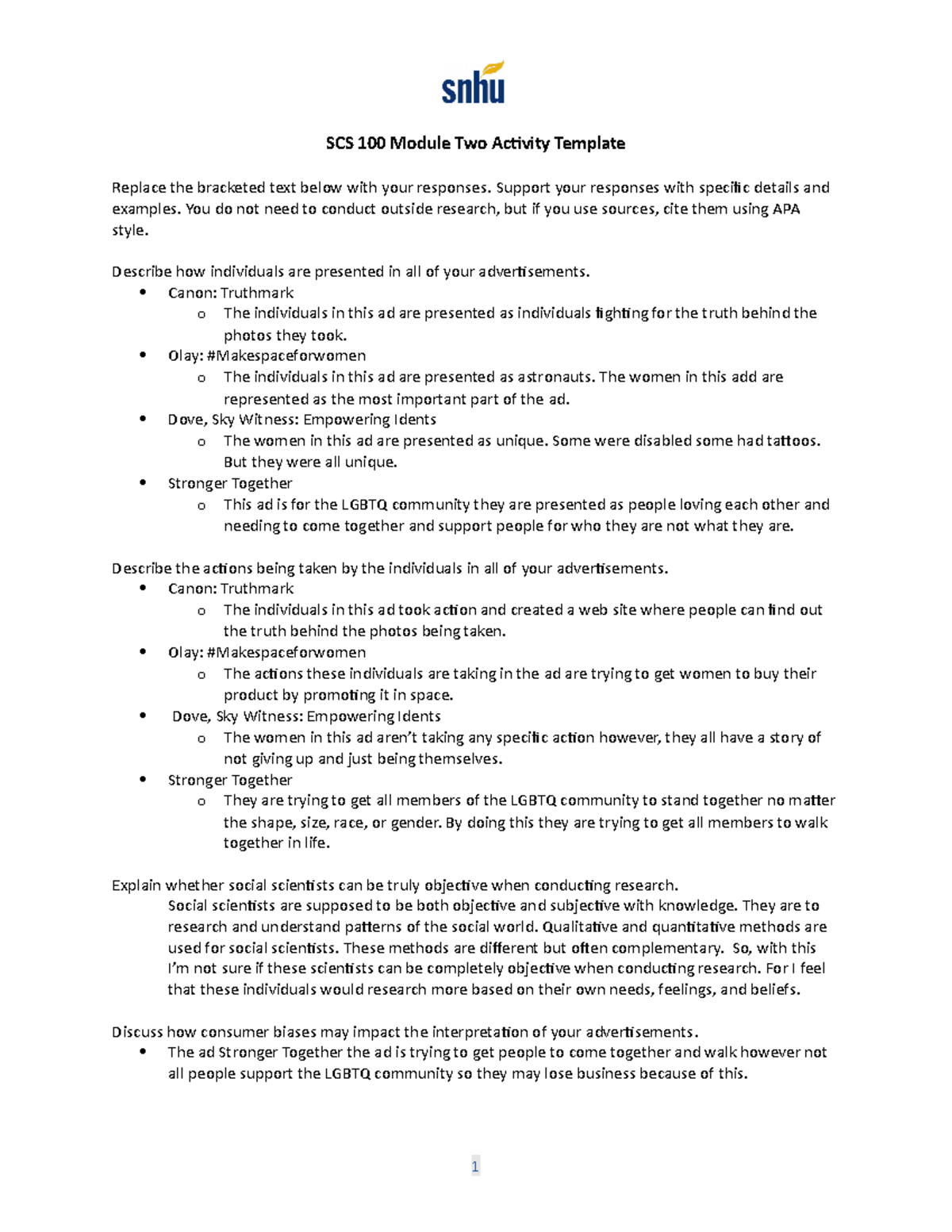 SCS 100 Module Two Activity Template - SCS 100 Module Two Activity ...