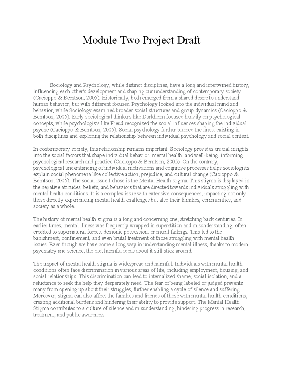 SCS215 - Module Two Project Draft - Module Two Project Draft Sociology ...