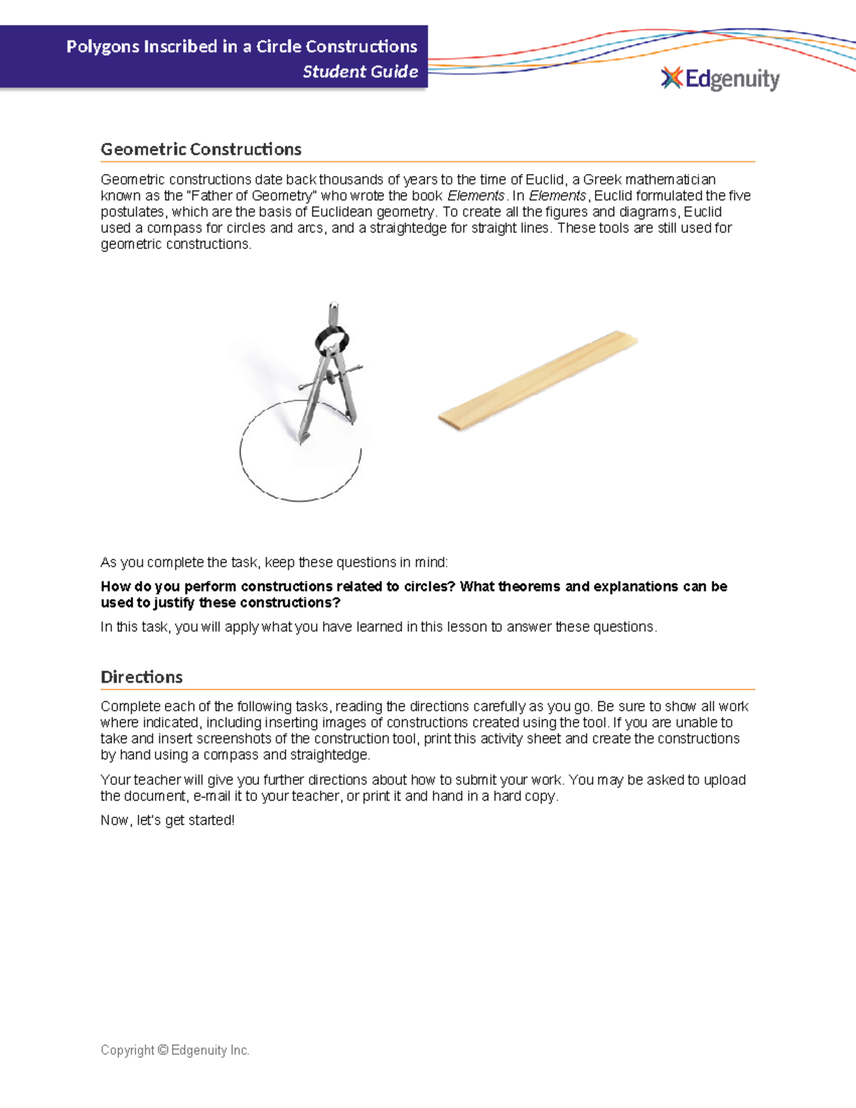 8101 13 14 studentguide part1 - Polygons Inscribed in a Circle ...