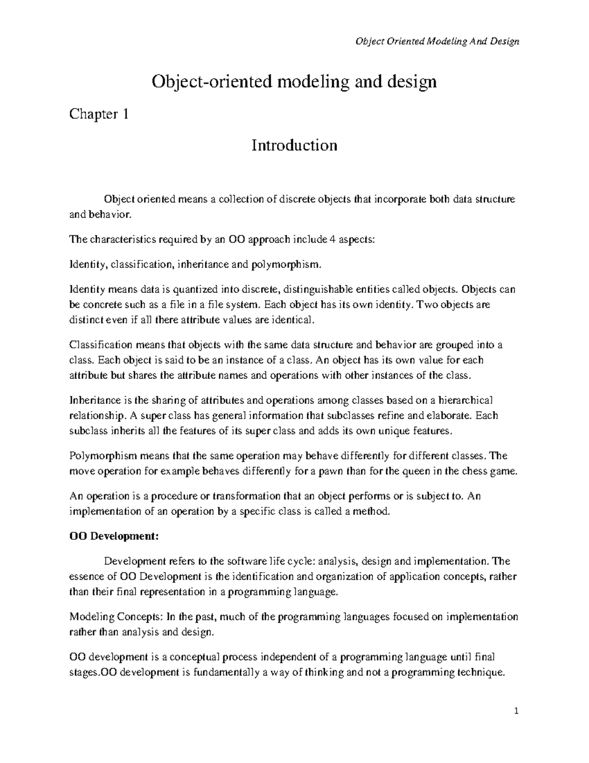 OOMD-Notes - Nothing - Object-oriented modeling and design Chapter 1 ...