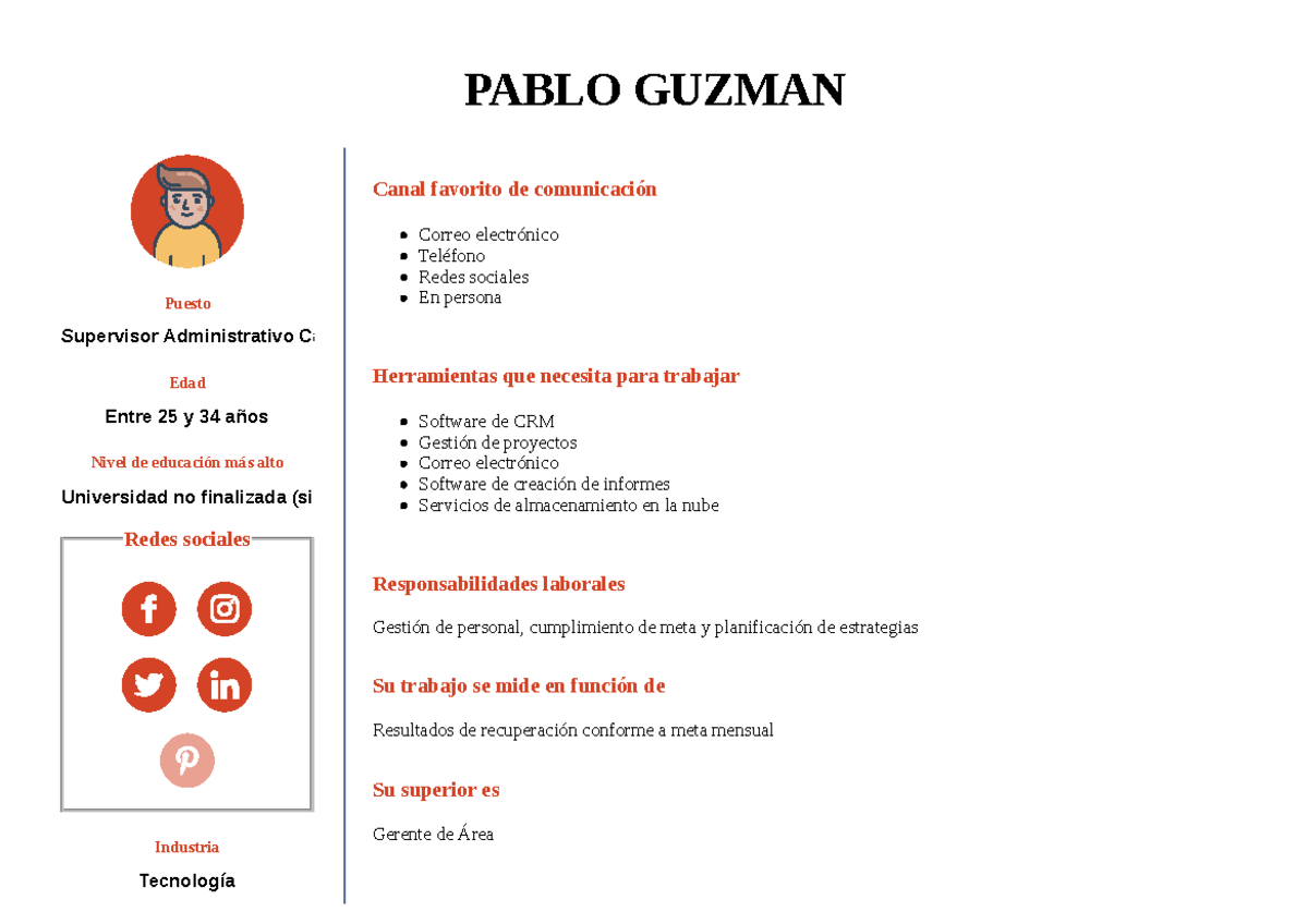 Pablo Guzman Personal Buyer - Puesto Supervisor Administrativo Ca Edad ...