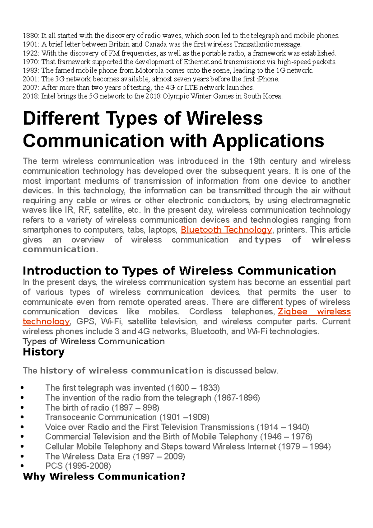 Wireless - 1880: It all started with the discovery of radio waves ...