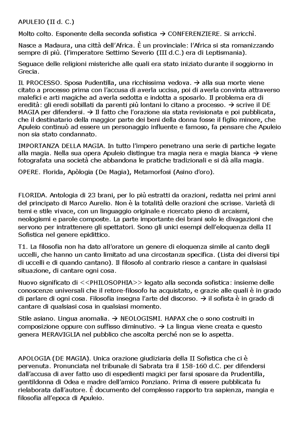 Apuleio - APULEIO (II d. C.) Molto colto. Esponente della seconda sofistica CONFERENZIERE. Si ...