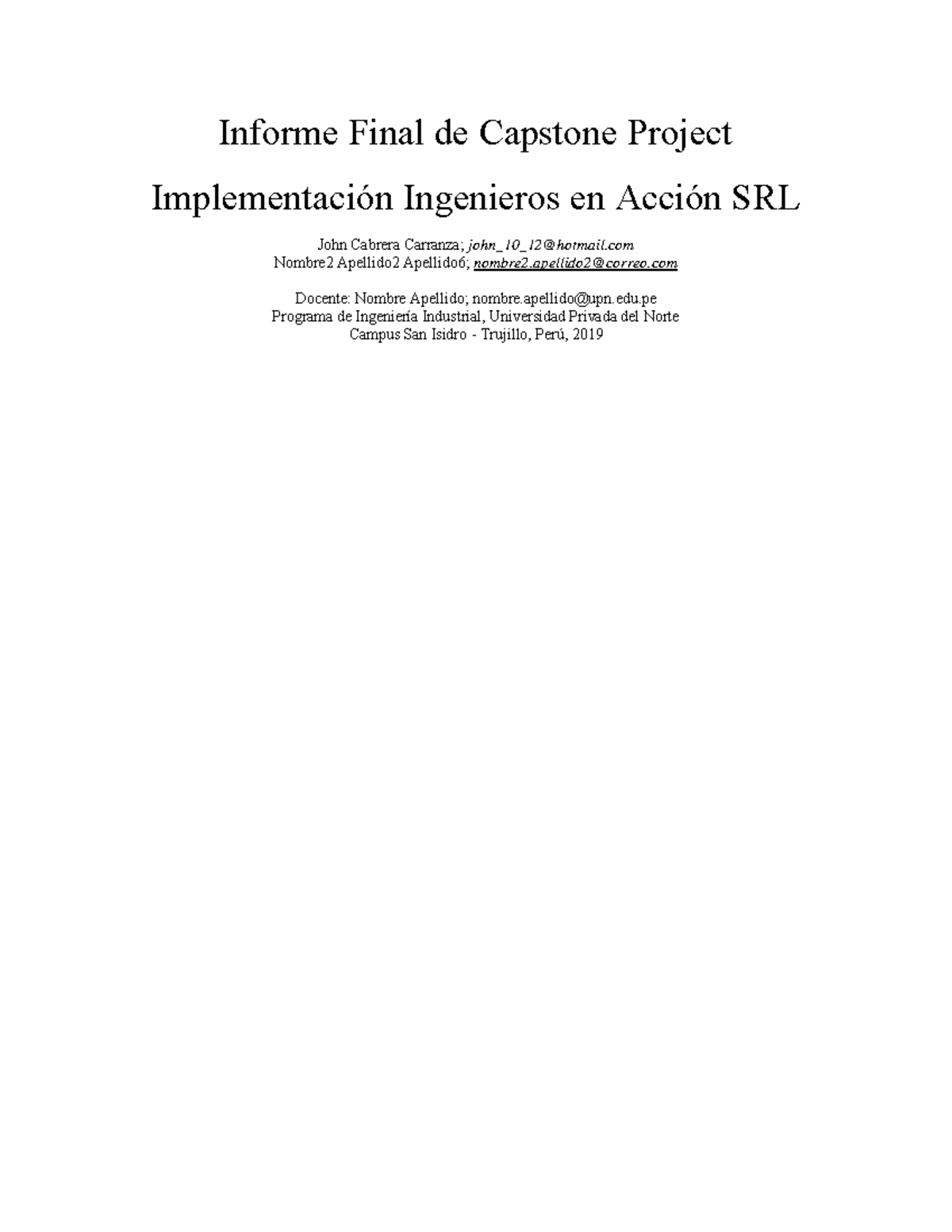 424894543 Informe Final de Capstone Project - Informe Final de Capstone Project ImplementaciÛn ...