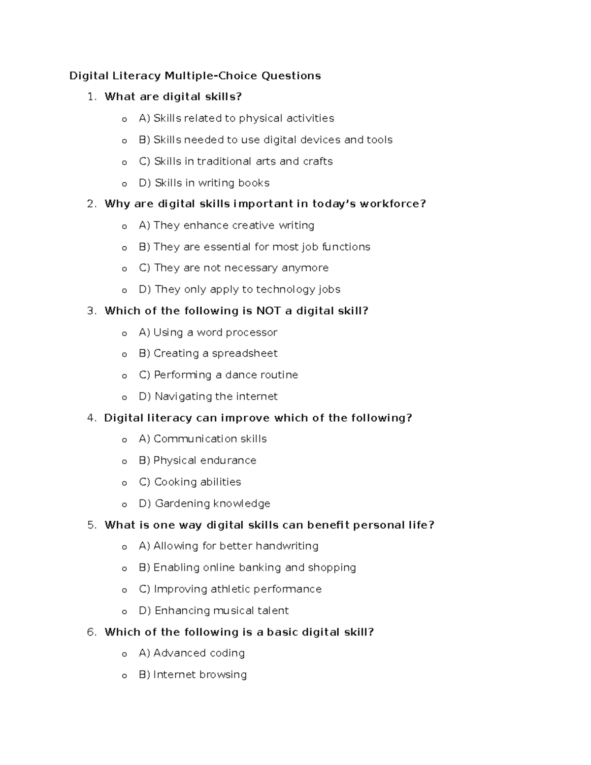 Digital Literacy Multiple Choice unit1 - Digital Literacy Multiple ...