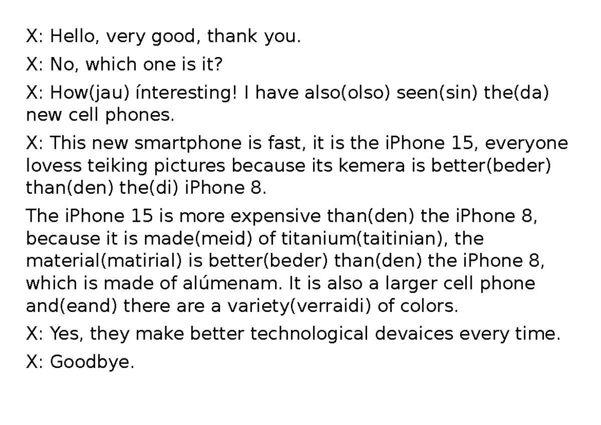 X - video - X: Hello, very good, thank you. X: No, which one is it? X: How(jau) ínteresting! I ...