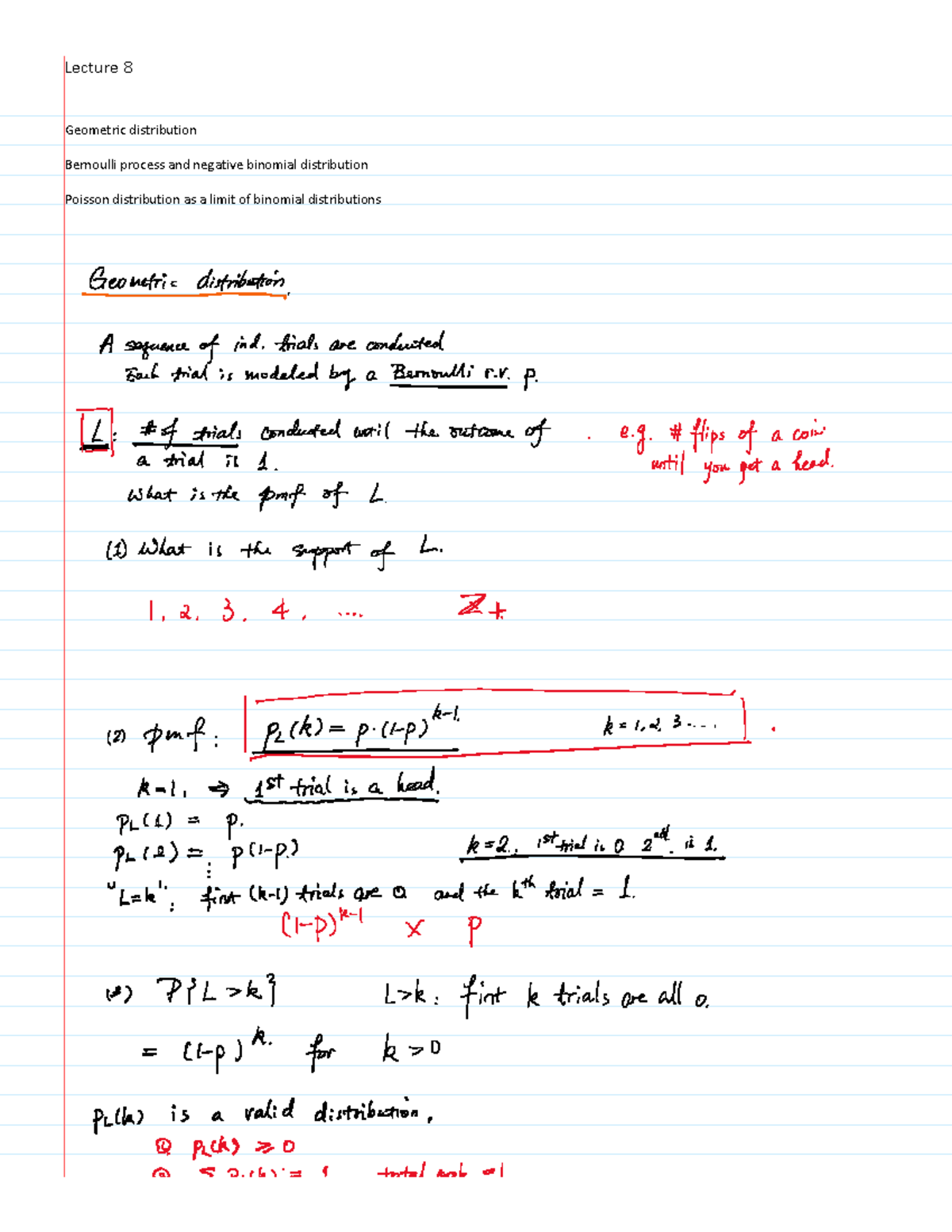 Lecture 8b - ECE 313 - Geometric distribution Bernoulli process and negative binomial ...