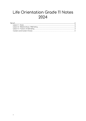 Grade 11 LIFE Orientation Notes - GRADE 11 - LIFE ORIENTATION 1. Types ...