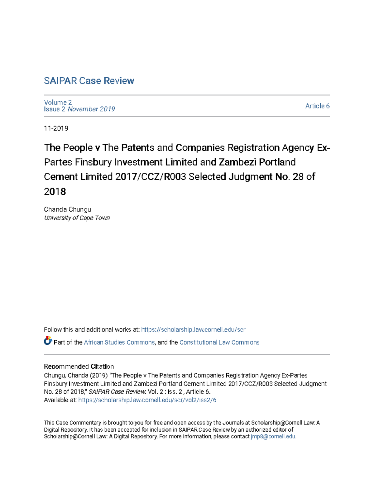 The People v The Patents and Companies Registration Agency Ex-Par - 28 ...