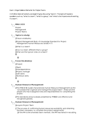 Project planning exam 1 - The topic will explore questions such as ...