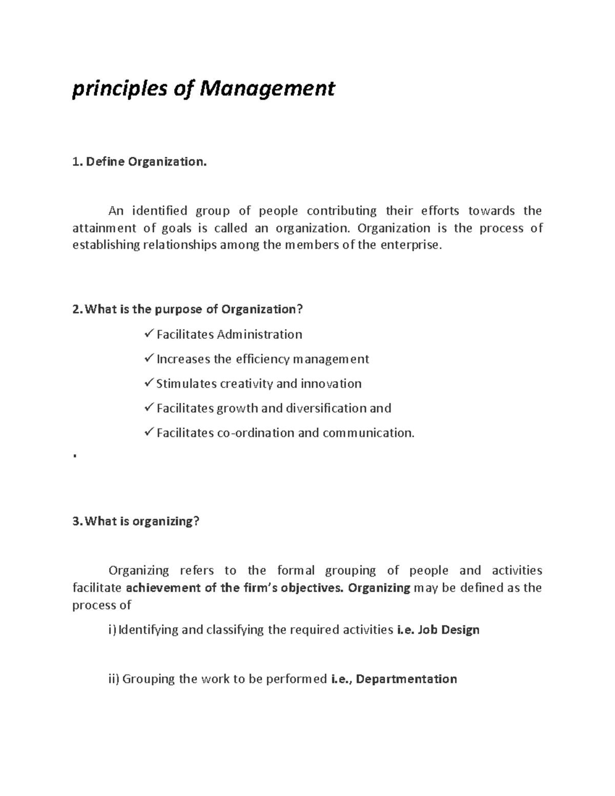 Principles of Management part 1 - principles of Management Define ...