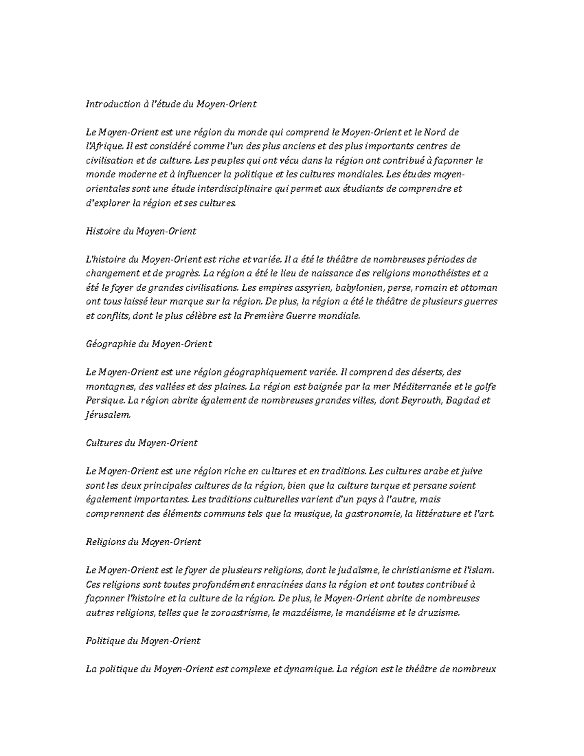 Middle Eastern Studies Notes de cours - Introduction à l'étude du Moyen ...